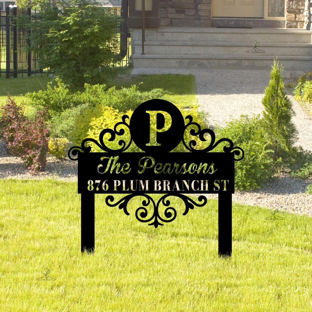 Custom Family Name Yard Sign | Personalized Monogram Address Stake ...