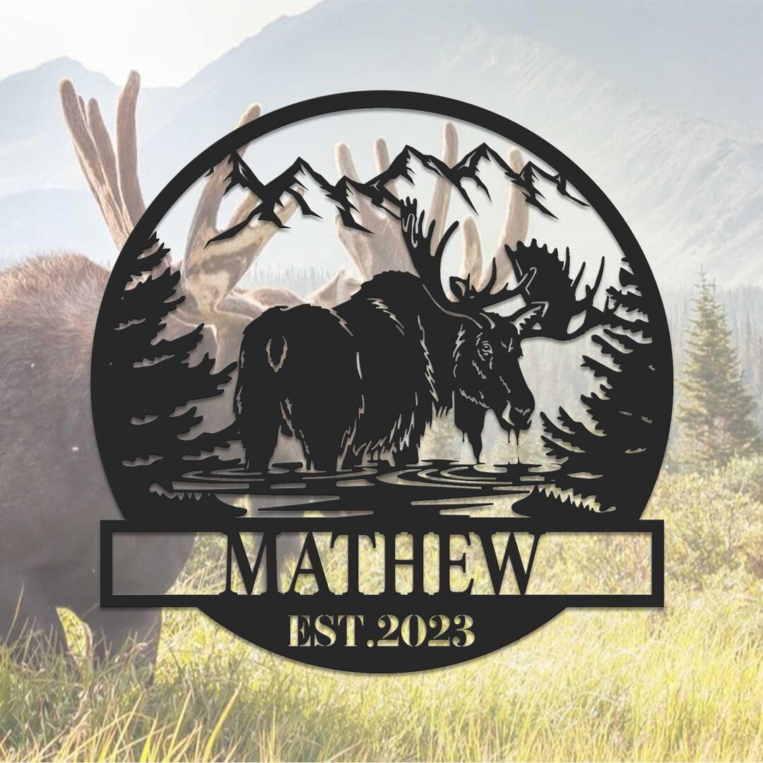 Moose Metal Sign, Personalized Moose Metal Sign Led Lights, Moose Wall ...