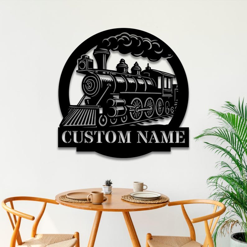 Custom Railroad Metal Sign Led Light, Personalized Train Metal Wall ...