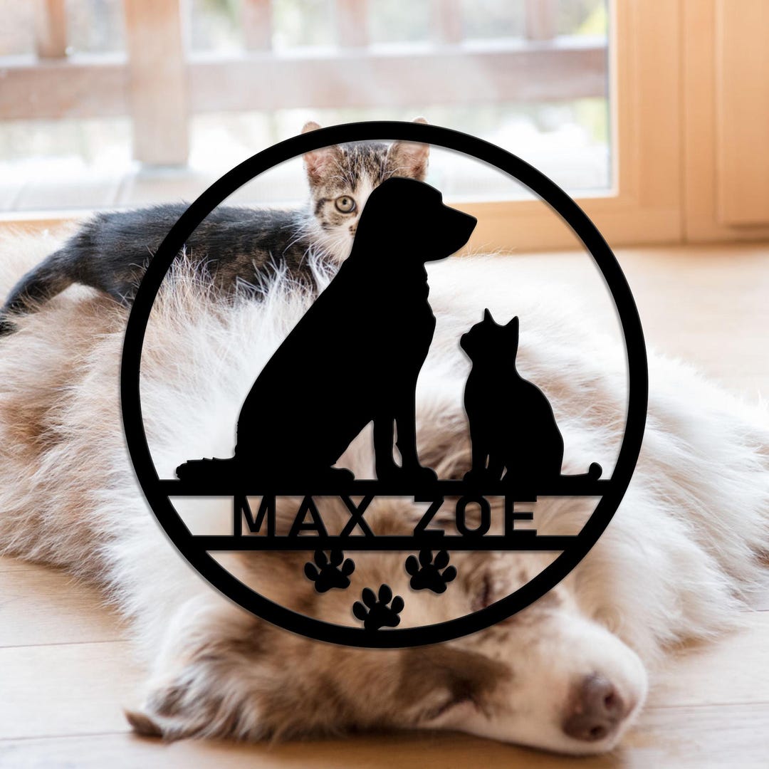 Custom Pet Name Metal Wall Art Personalized Cat Dog Sign Home Decor ...