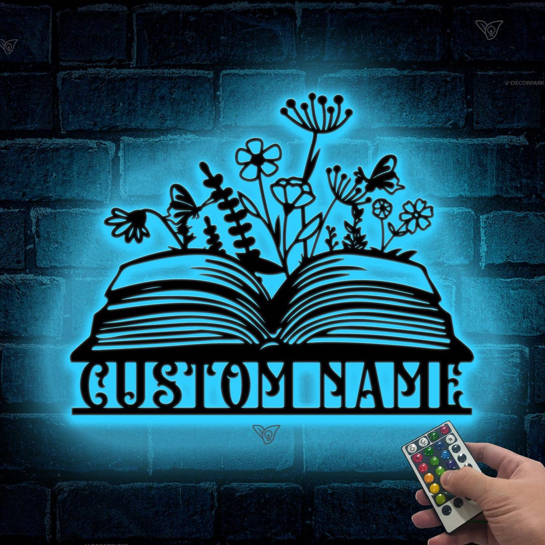 Custom Library Sign Led Light, Book Nook Sign,custom Books Metal Sign ...