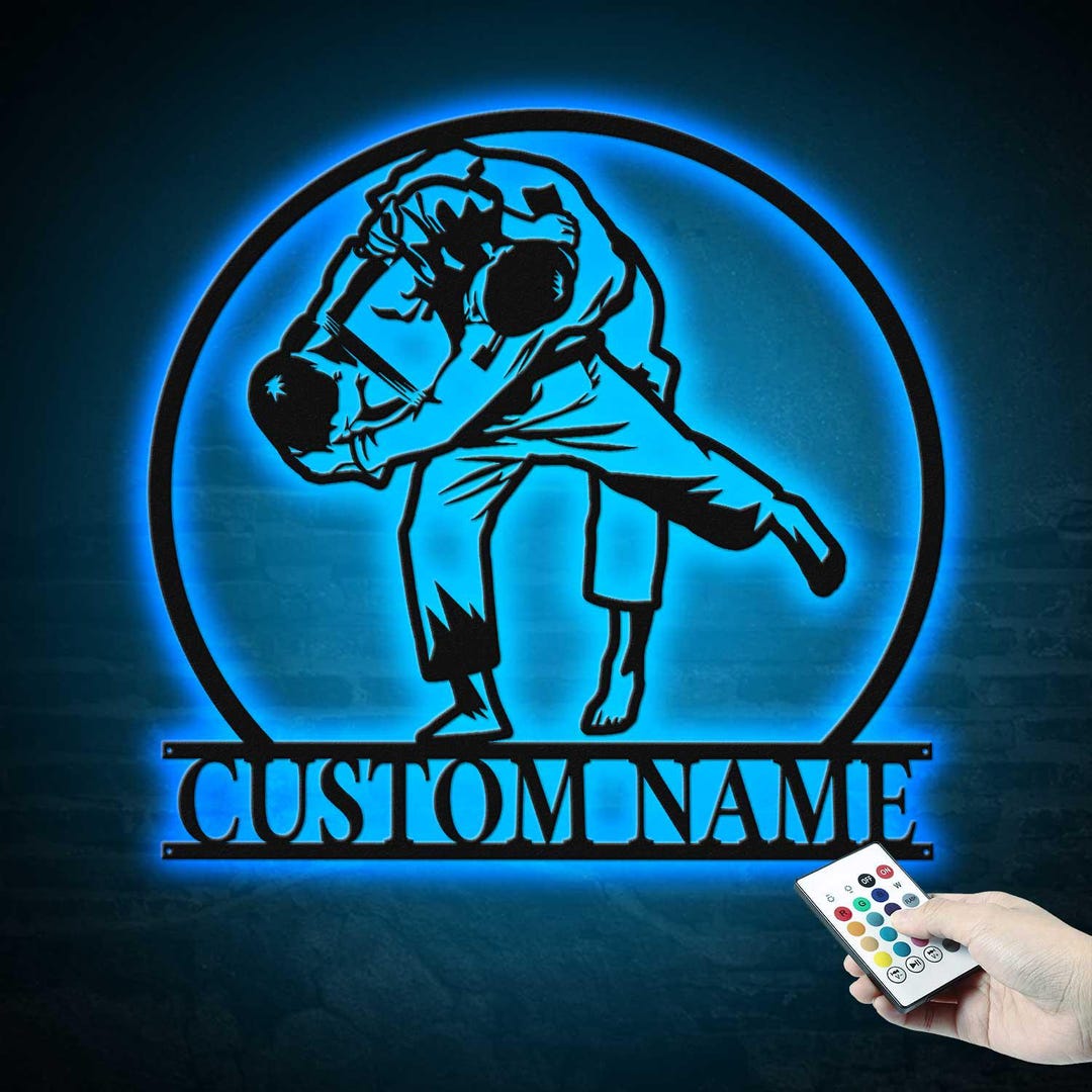 Personalized Judo Sport Metal Wall Art Led Lights, Jiu-jitsu Sign ...