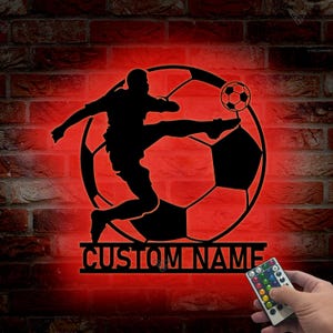 Custom Soccer Metal Sign Led Light, Soccer Room Decor Birthday Xmas ...