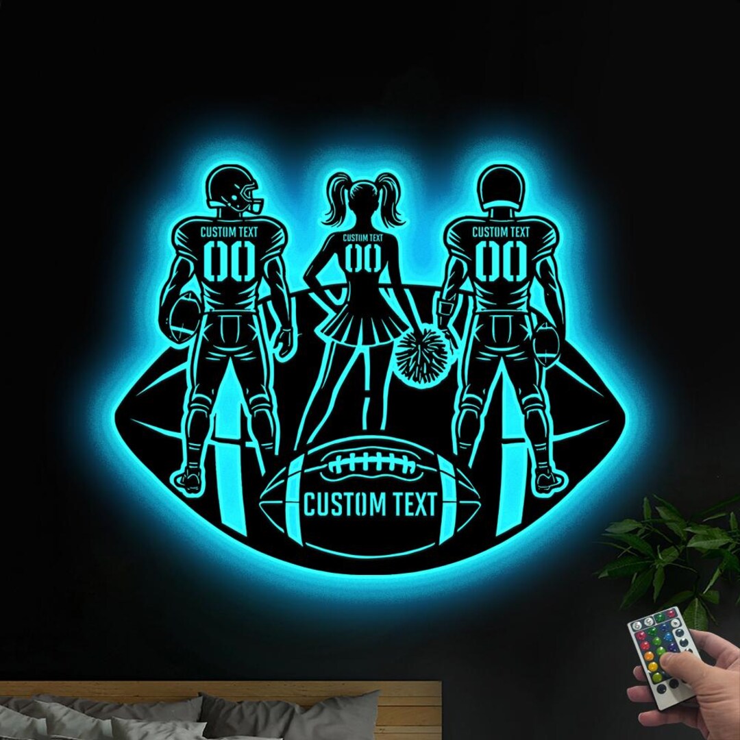 Personalized Soccer Player Metal Wall Art Led Light, Custom Football ...