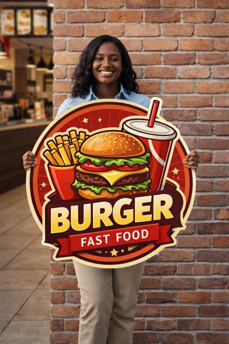 Burger Restaurant Sign, Fast Food Wall Decor, Burger Bar Sign - Etsy