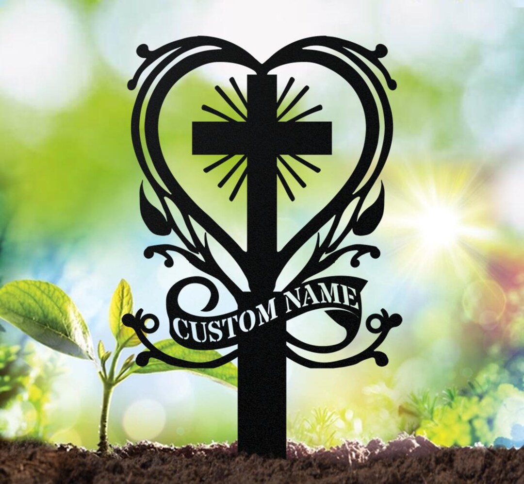 Custom Heart Cross Infinity Yard Sign Rusty, Religious Outdoor Decor ...