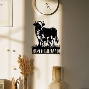 Custom Cow Baby Calf Cattle Metal Sign,mommy Mom Cow Metal Wall Art ...