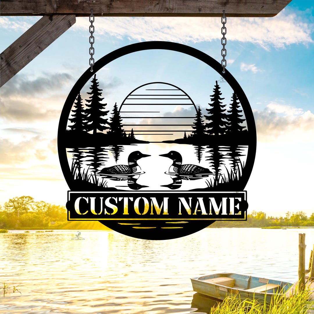 Custom Lake Loons Metal Sign, Personalized Duck Loons Name Sign ...