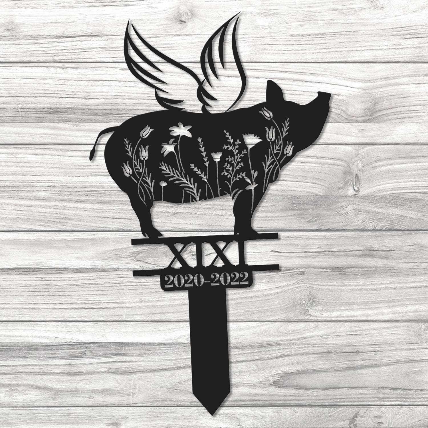 Personalized Pig Memorial Stake, Garden Decoration, Pig With Wings ...