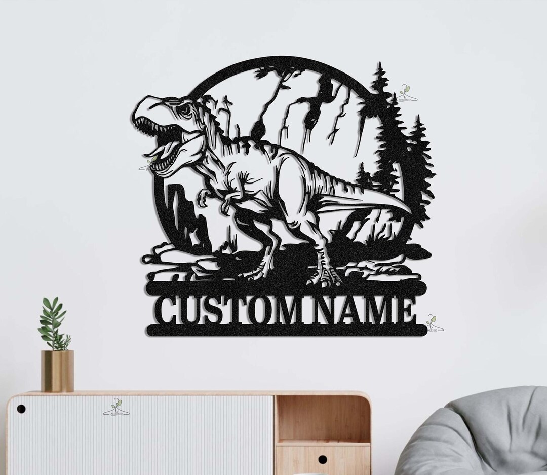 Custom Dinosaur Name Signs, Dinosaur Metal Sign, Dinosaur Metal Wall ...