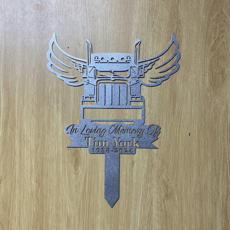 Personalized Semi Truck Memorial Stake, Trucker Truck Driver Angel ...