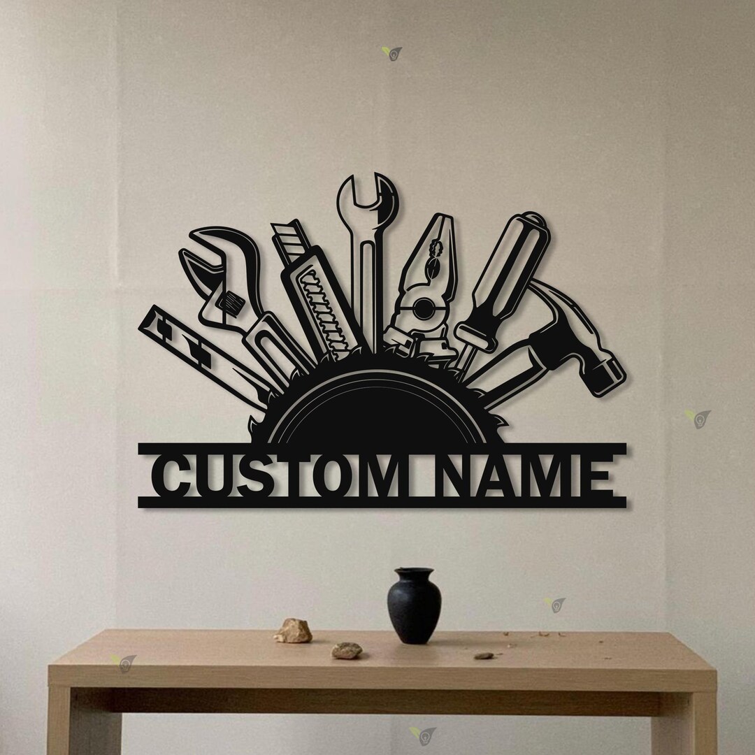 Custom Tools Repair Metal Wall Art Personalized Builder Workshop Name ...