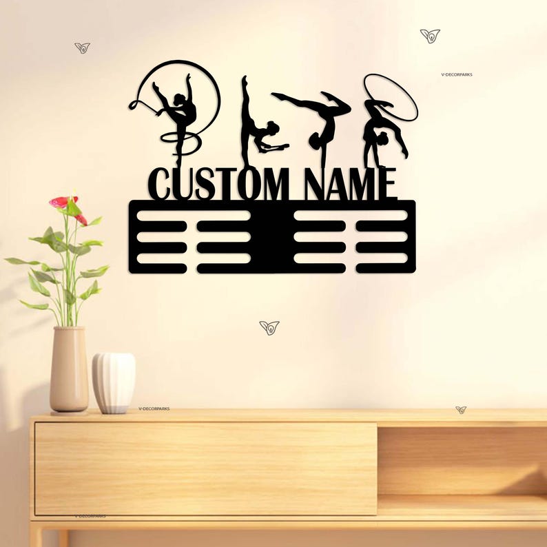 Custom Metal Rhythmic Gymnastics Medal Hanger Wall Art Led Light ...