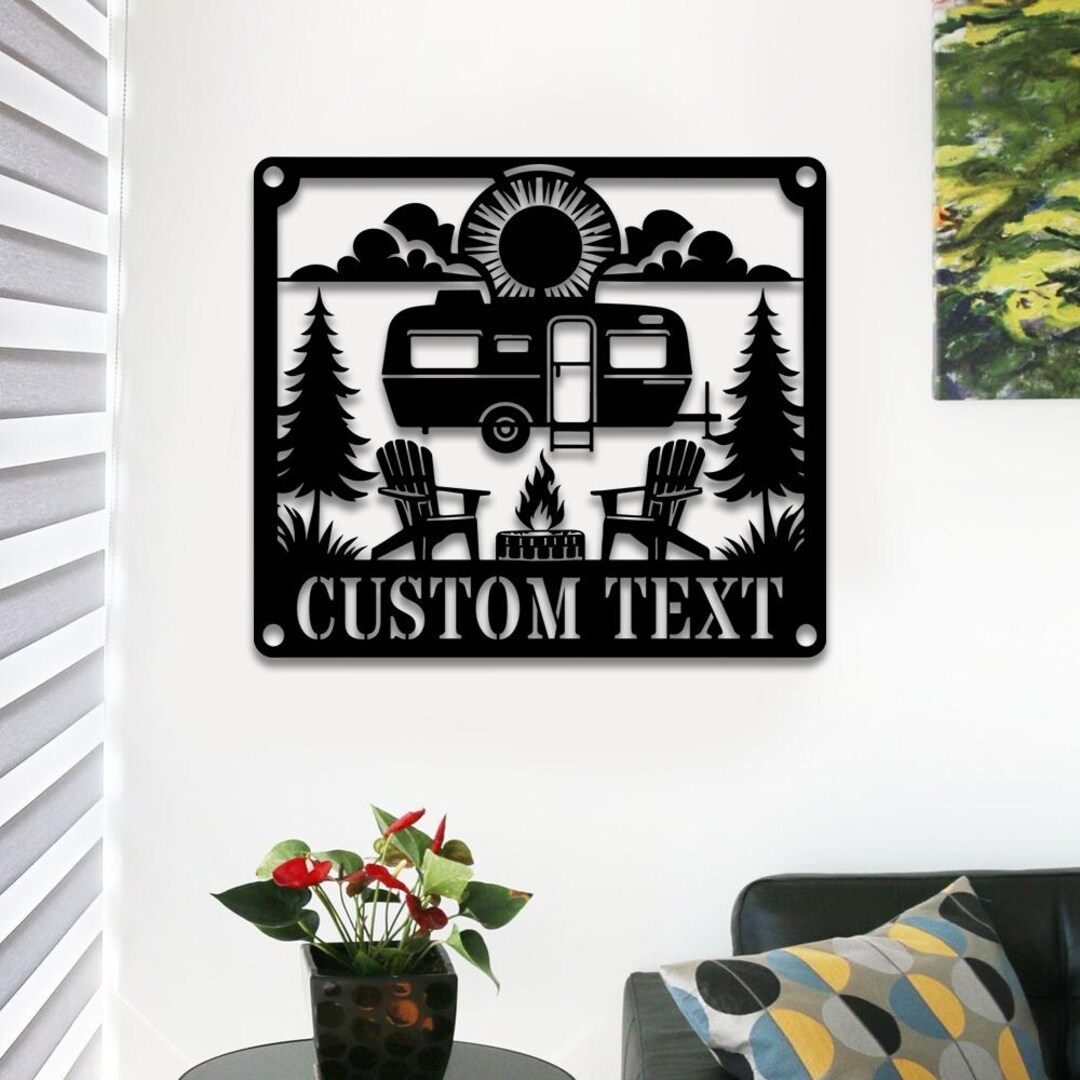 Happy Campers Yard Sign, Camping Sign, Camper Decor, RV Decor, Family Name Sign, Anniversary ...