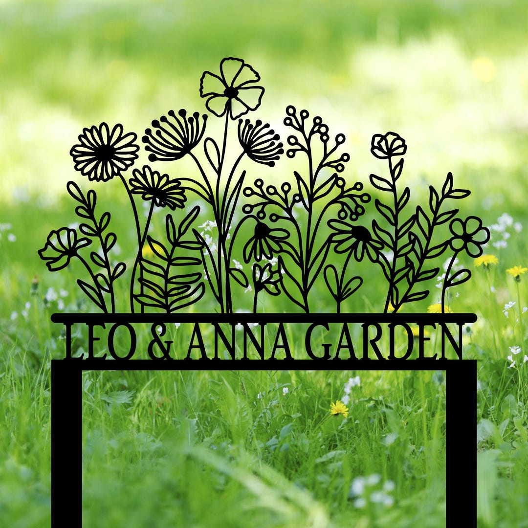Custom Garden Sign With Stake,metal Flower Garden Sign,personalized ...