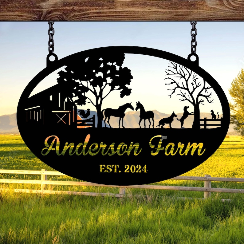 Custom Metal Barn Sign,metal Farm Sign Name Sign,large Metal Name Sign ...