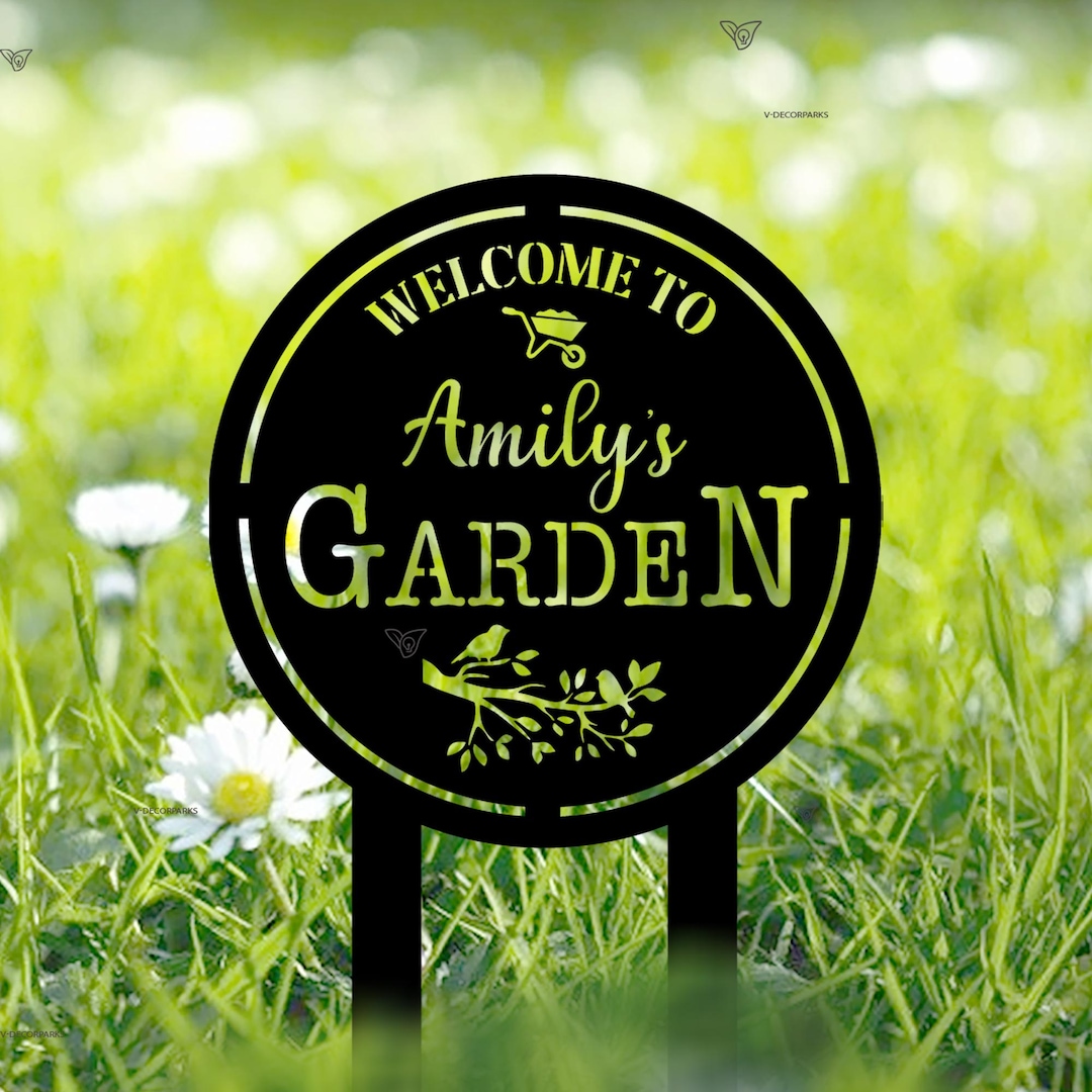 Personalized Garden Sign,custom Garden Stake Metal Sign,garden Name ...