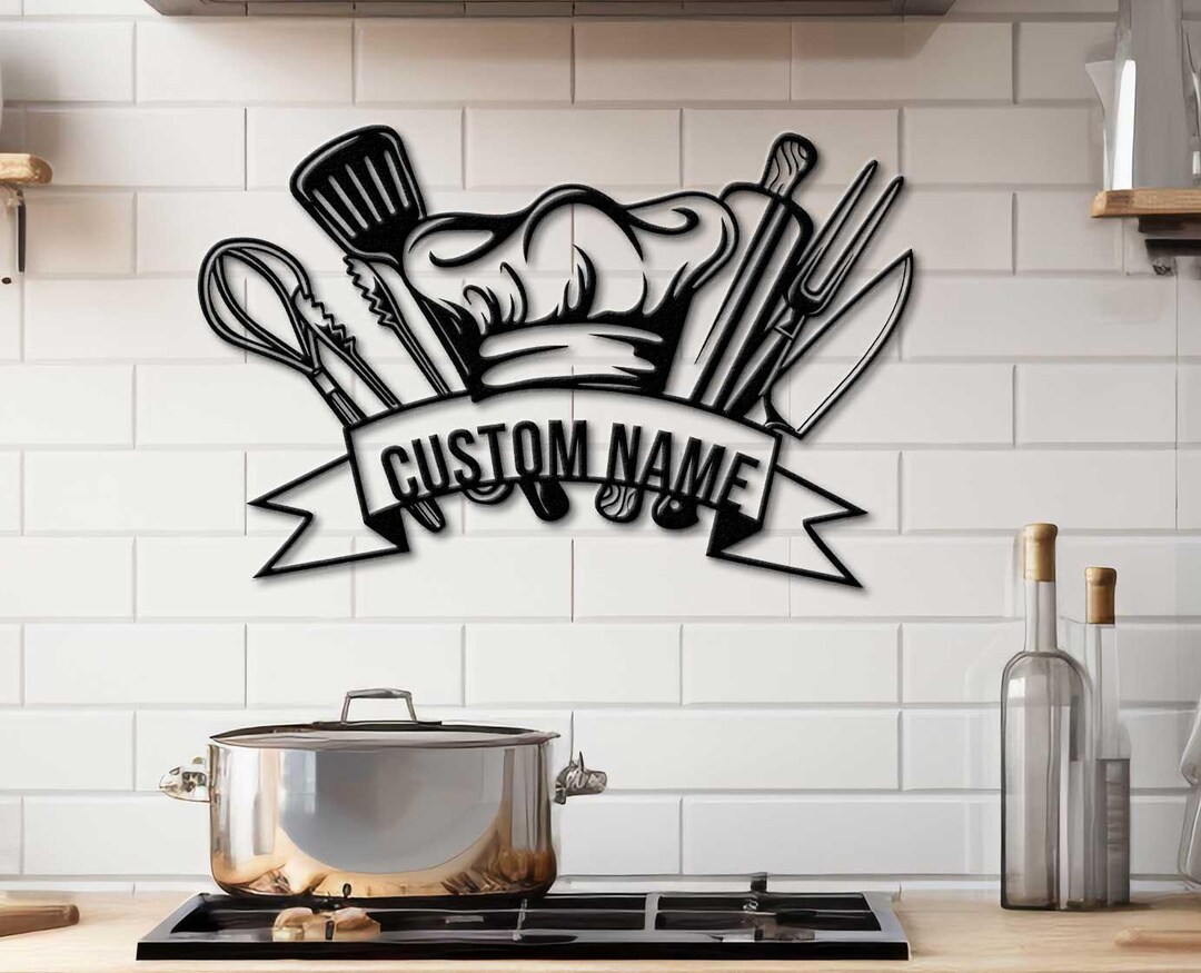 Chef Tools Metal Sign, Custom Chef Kitchen Metal Signs, Kitchen Sign ...