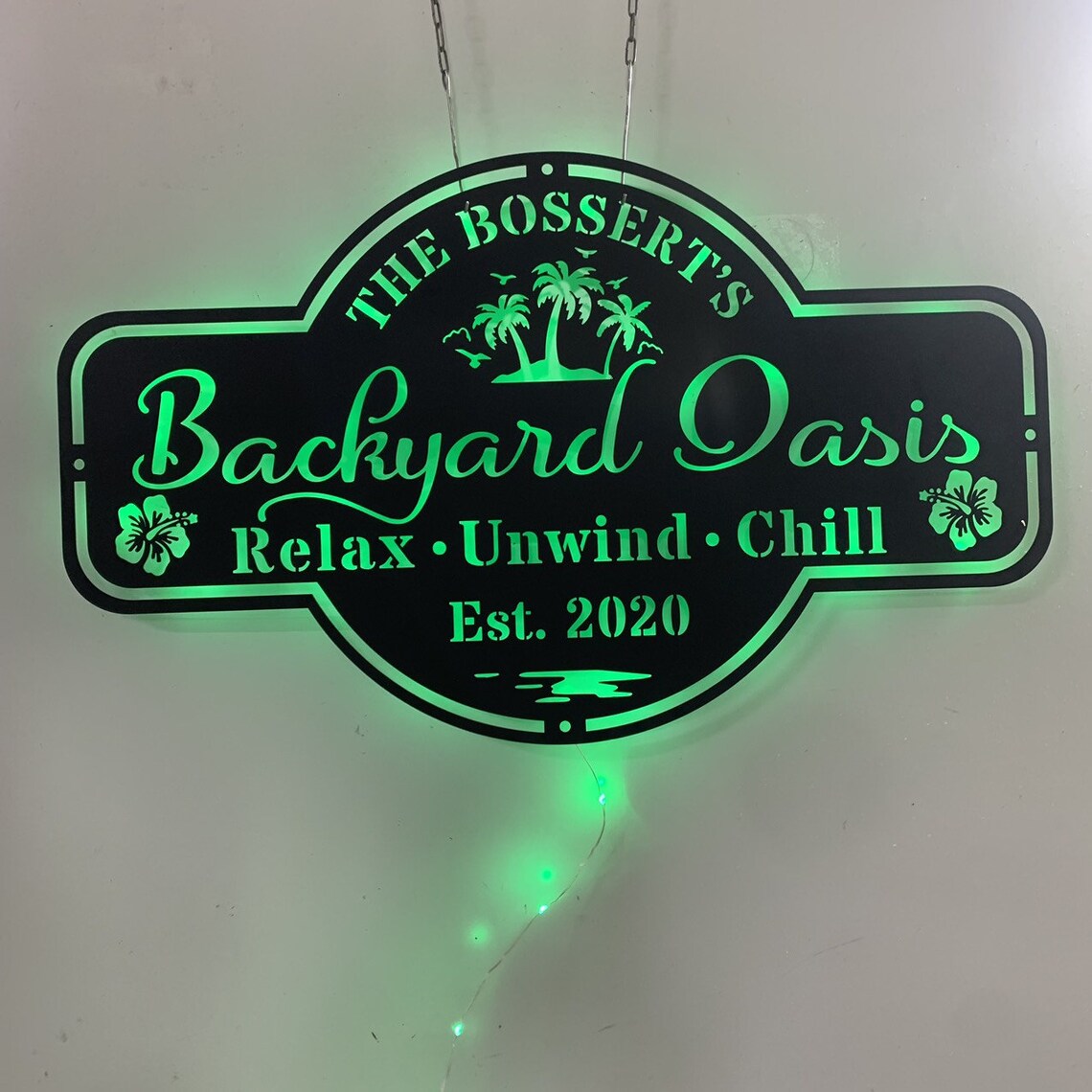 Personalized Backyard Pool Metal Sign LED, Outdoor Wall Decor, Pool ...