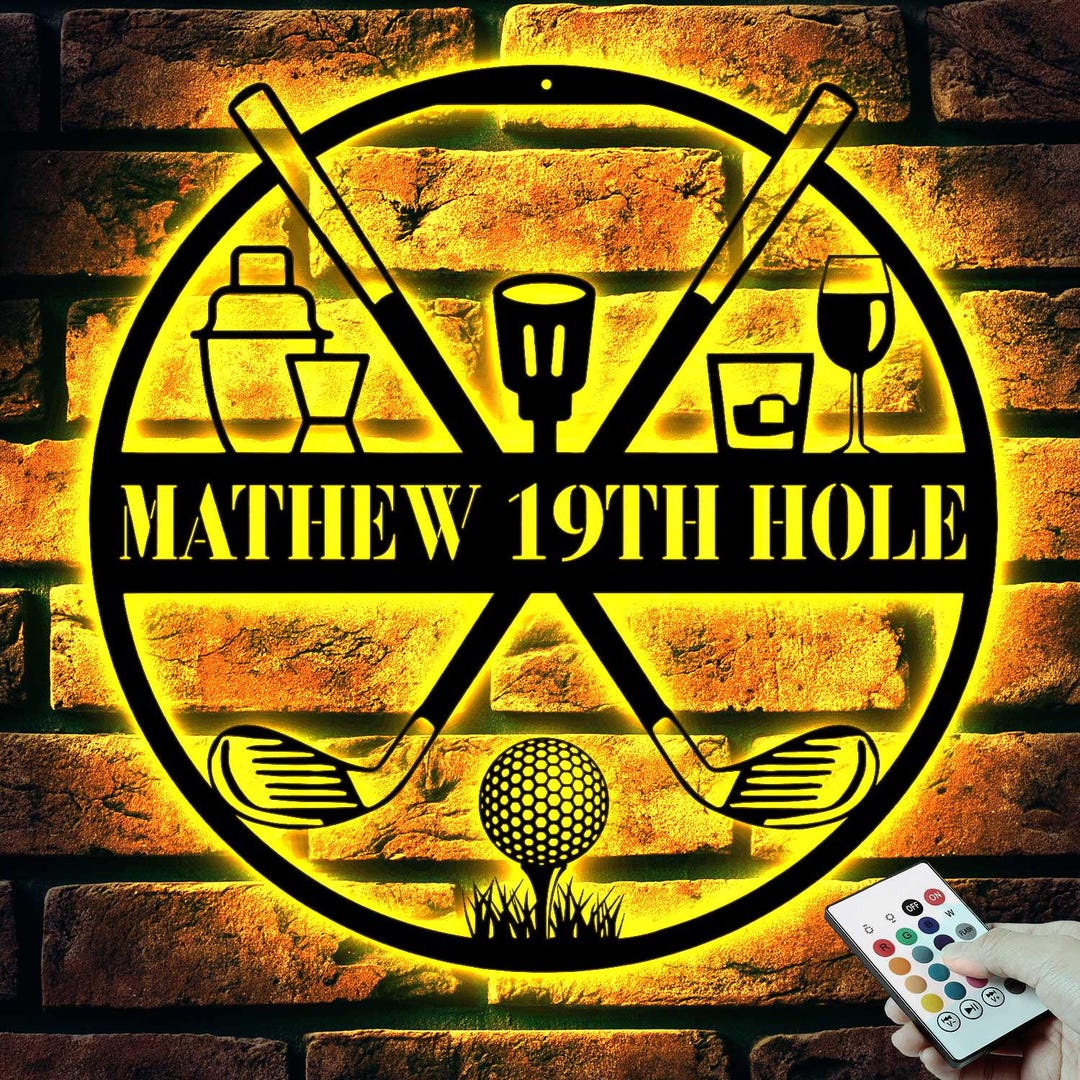 Personalized Golf Sign LED, Custom Golf Decor, Golf Wall Art, 19th Hole ...