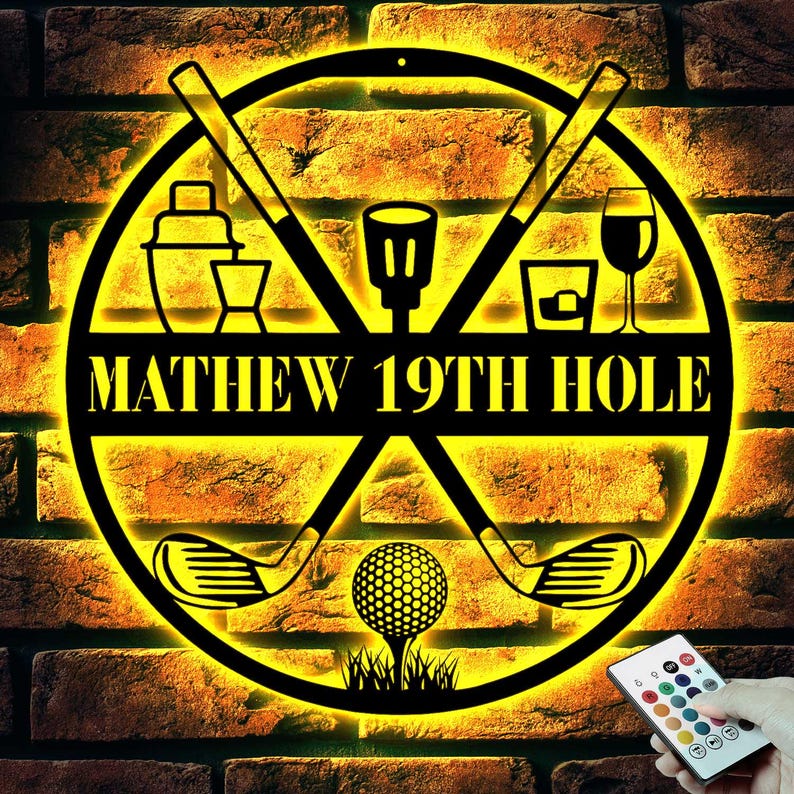 Personalized Golf Sign LED, Custom Golf Decor, Golf Wall Art, 19th Hole ...
