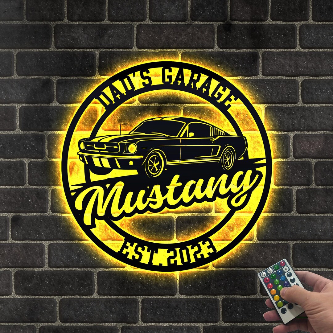 Personalized Hanging Garage Sign Steel Metal,mustang Gift,mustang Wall ...
