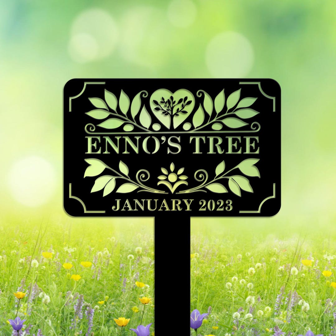 Custom Memorial Tree Sign With Stake, Metal Garden Sign With Stake ...