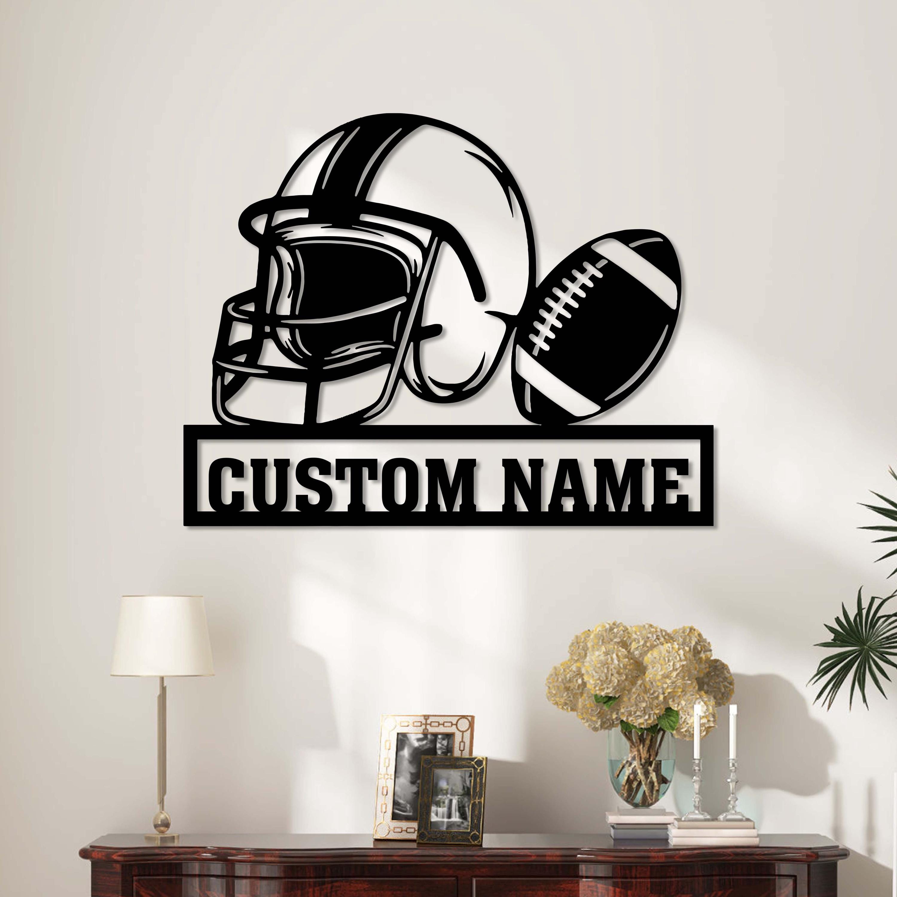 Custom Football Metal Sign With LED Light, American Football Player ...