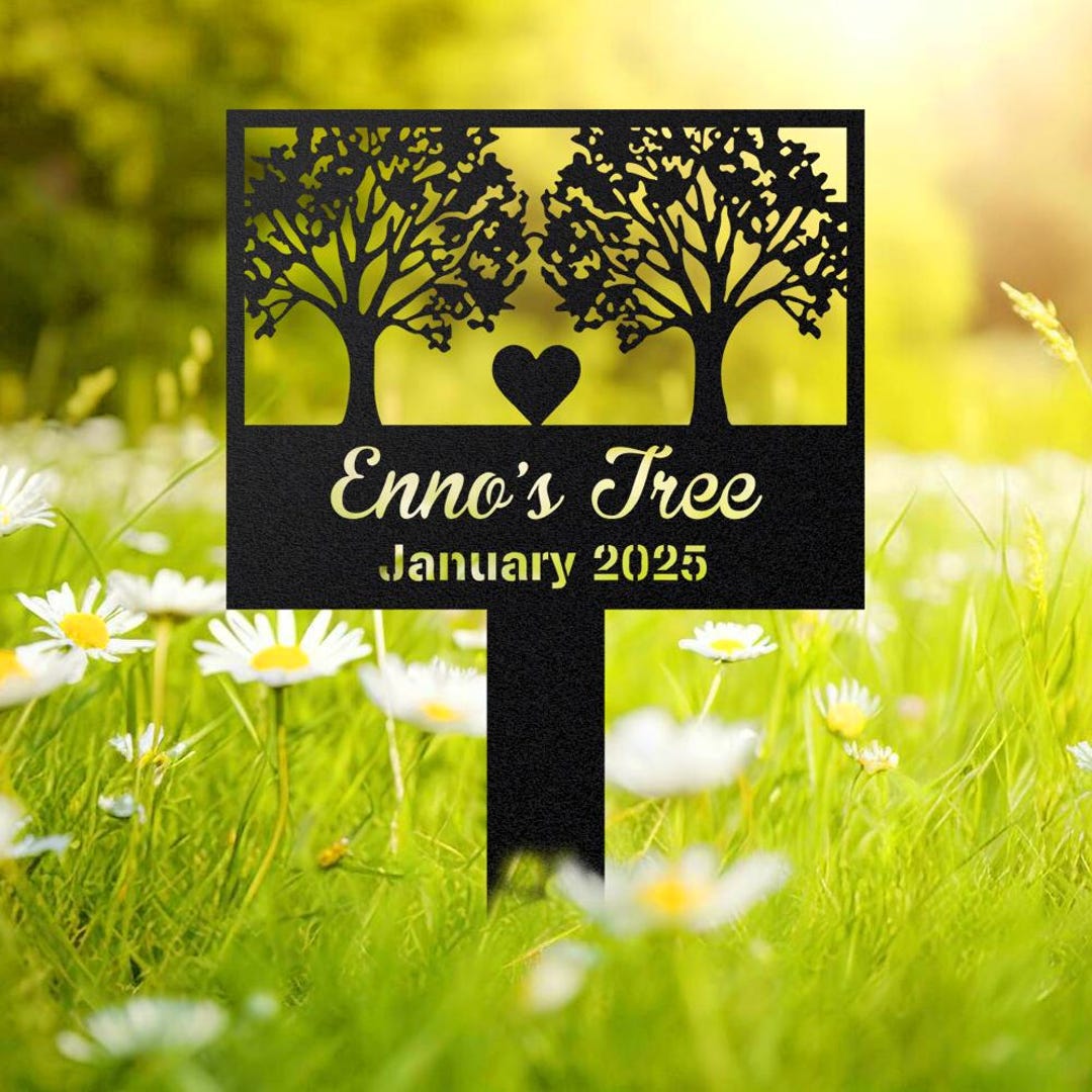 Custom Memorial Tree Sign With Stake, Personalized Tree Metal Garden ...