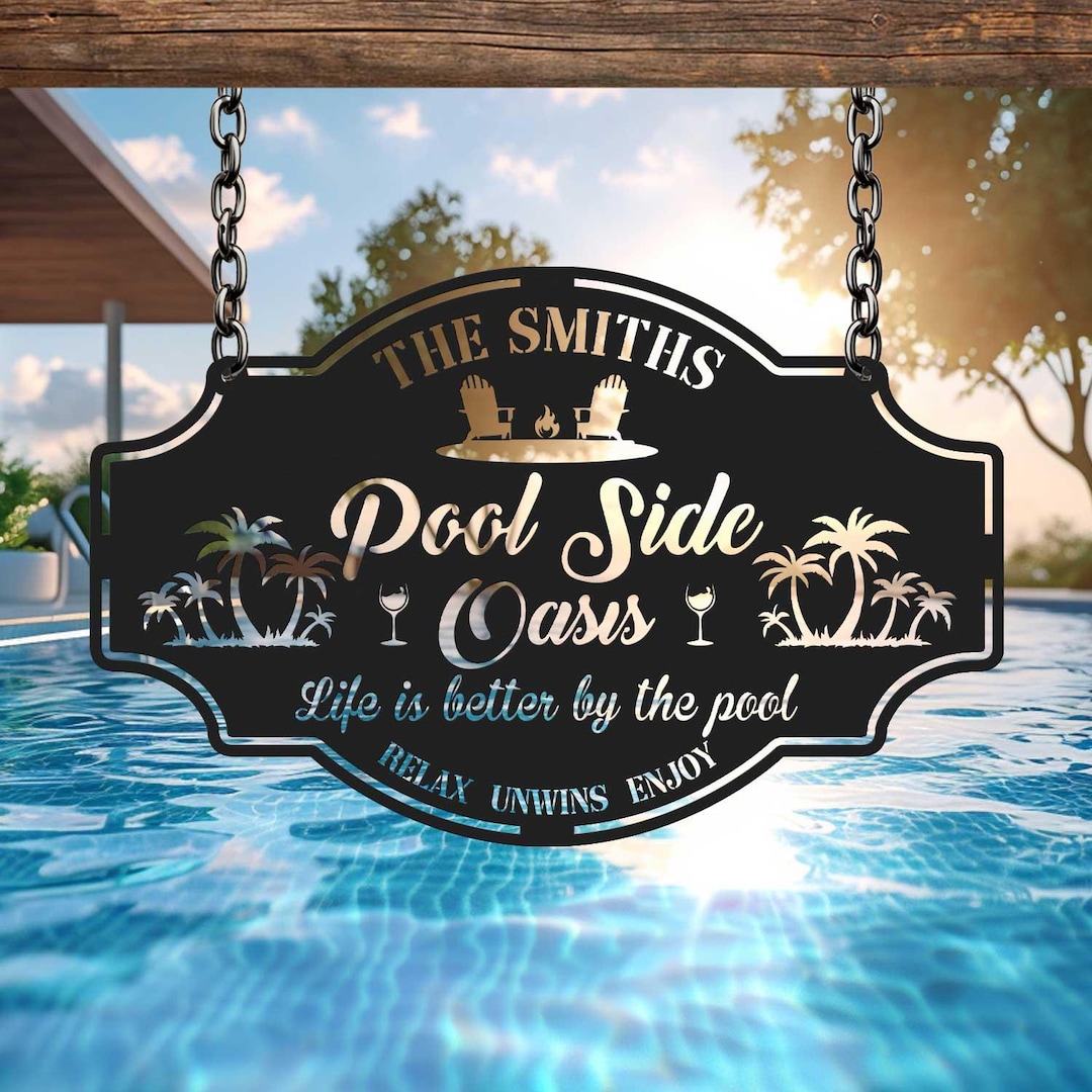 Personalized Family Poolside Oasis Sign,swimming Pool Metal Sign ...