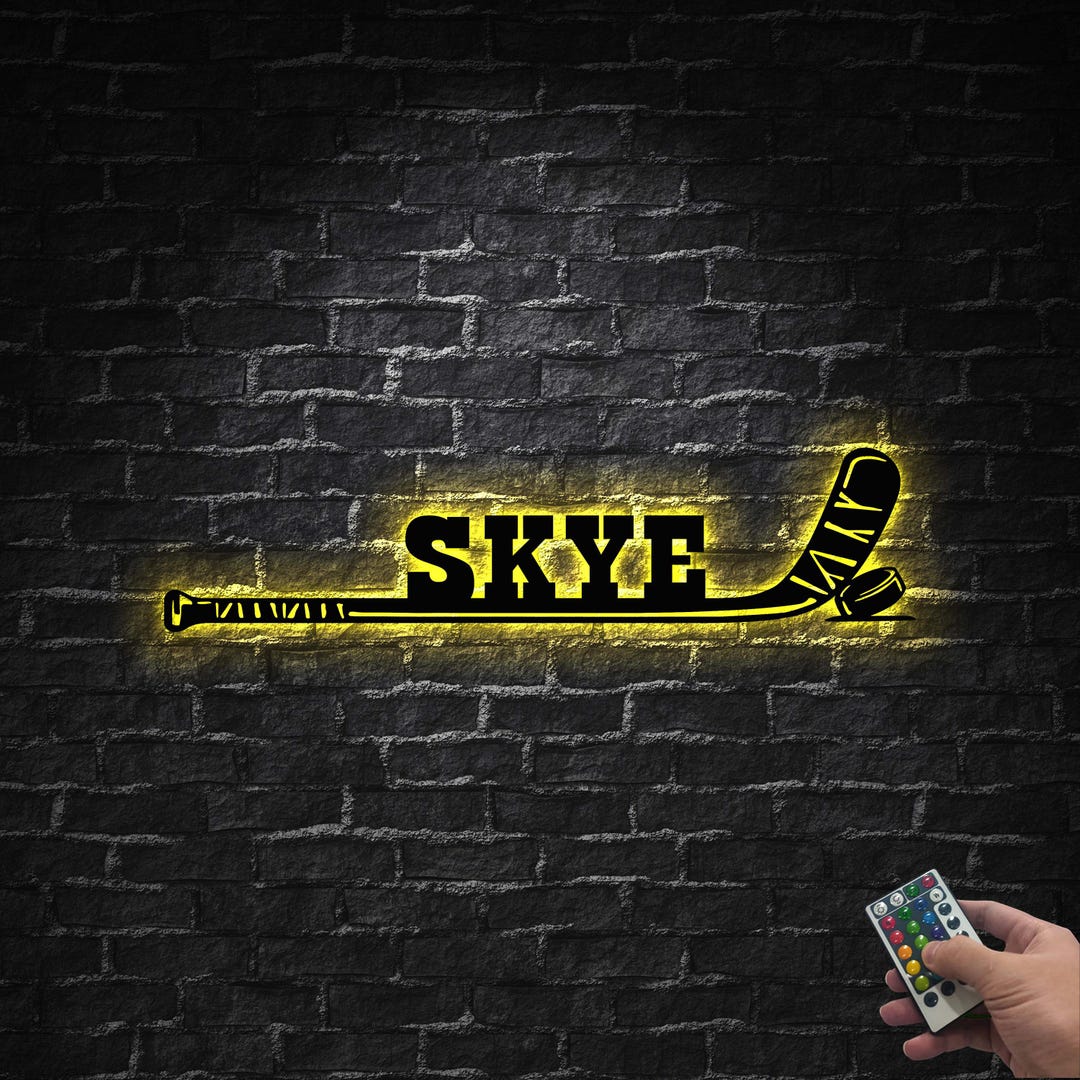 Personalized Hockey Stick With Name Sign Hockey Player Metal Wall Art ...