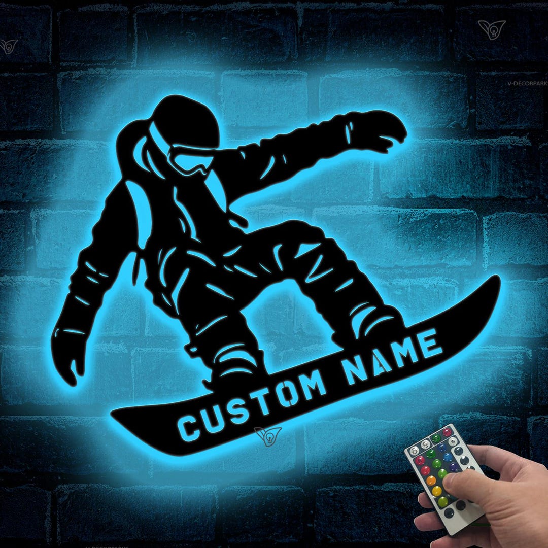 Snowboarder LED Metal Wall Decor, Snowboarder Gift, Boarder Christmas ...