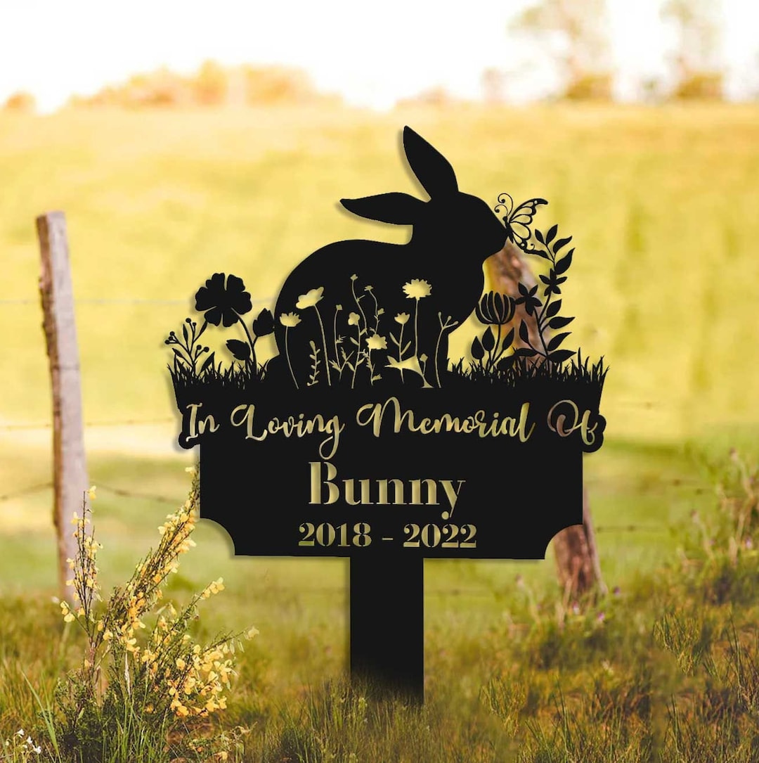 Bunny Memorial Stake Custom, Pet Rabbit Memorial, Metal Pet Stake Bunny ...