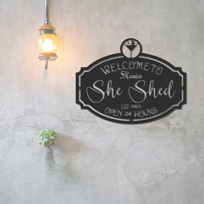 Custom Metal She Shed Sign With Led Lights, She Shed Wall Decor Craft ...