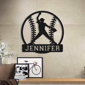 Personalized Softball Pitcher Metal Wall Art With Led Lights, Pitcher ...