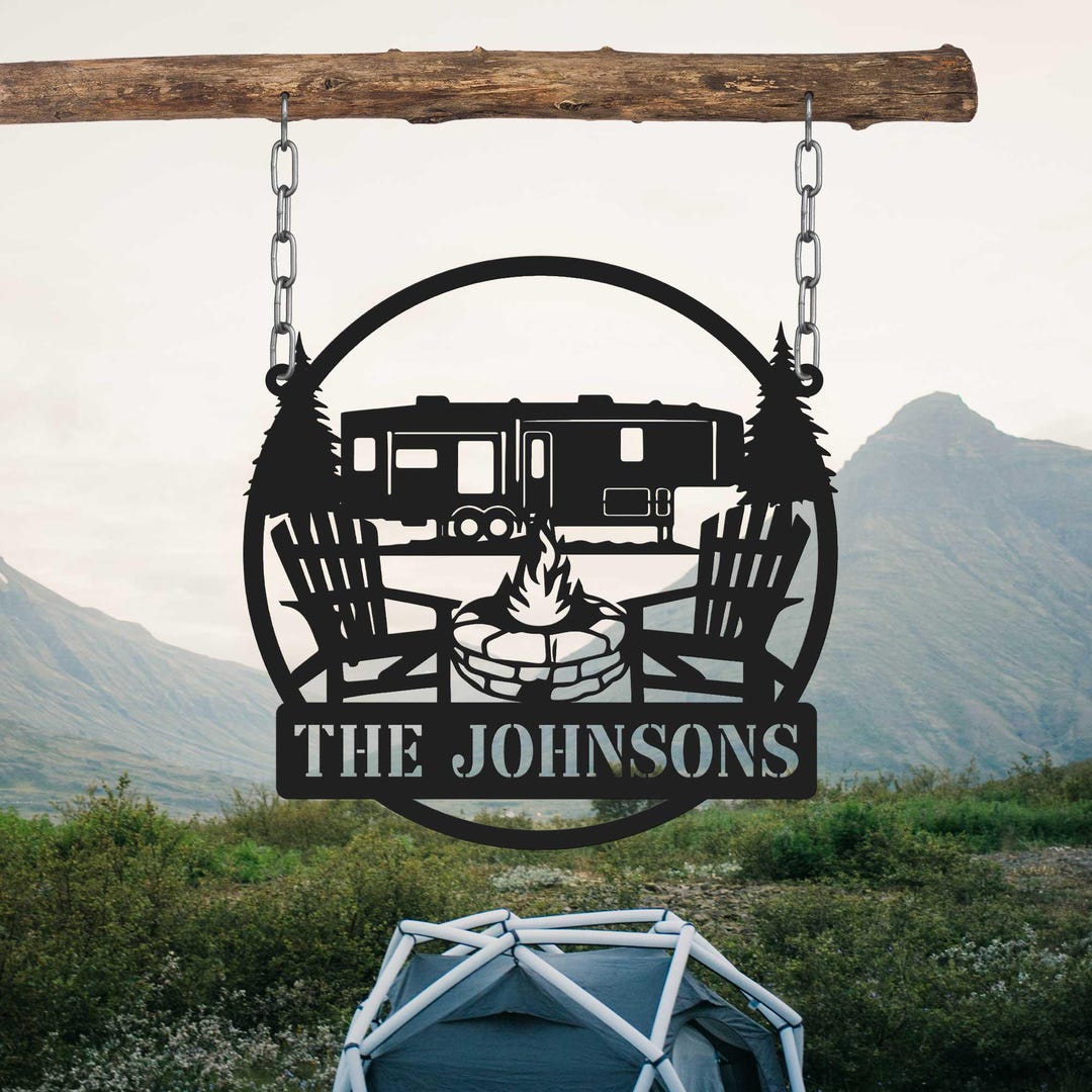 Personalized 5th Wheel Camper Metal Sign Wall Art, Custom Camping Name ...