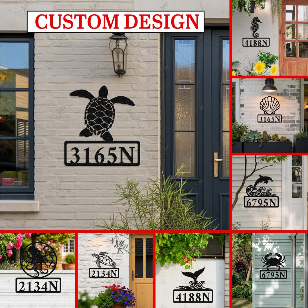 Custom Address Plaque for Front Door, Personalized Metal House Number ...