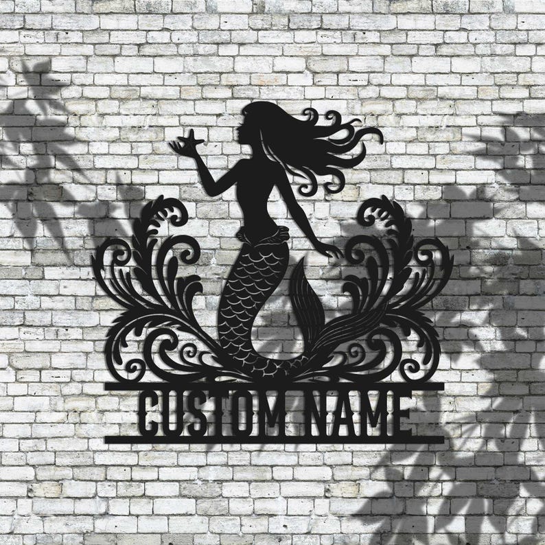 Custom Mermaid Metal Sign Led Lights, Personalized Mermaid Name Sign ...