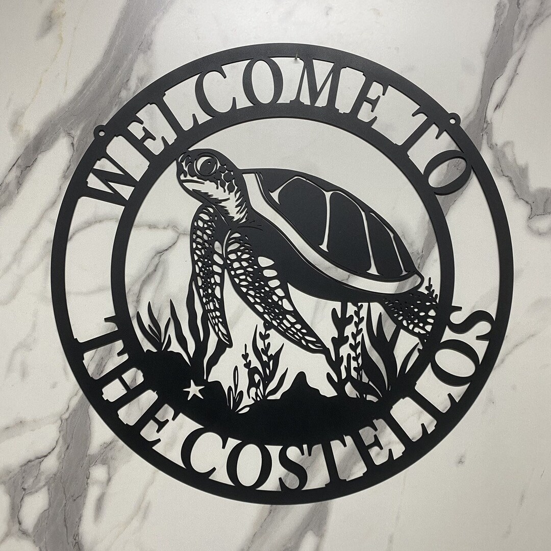 Turtle Name Sign, Sea Turtle Sign, Personalized Beach House Sign ...