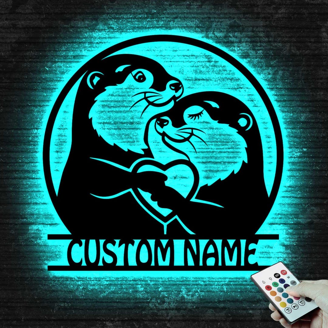 Personalized Led River Otter Metal Sign Art, Custom Otter Metal Sign ...