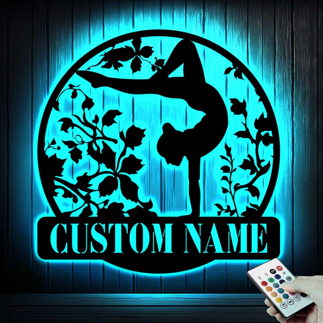 Customized Female Gymnastics Metal Wall Art With LED Lights ...