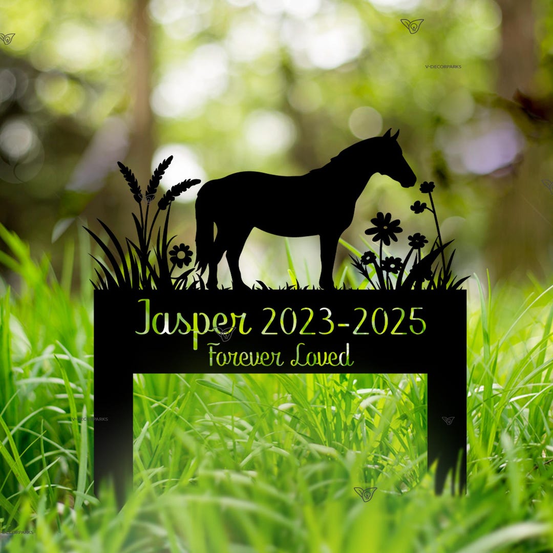 Personalized Horse Memorial Stake Metal, Metal Horse Grave Marker ...