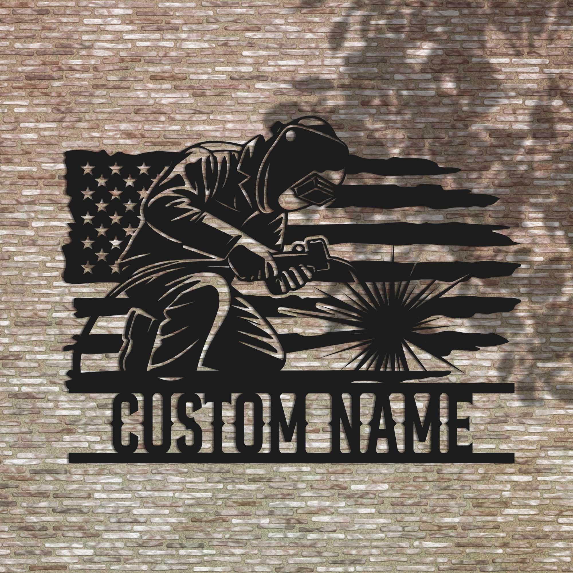 Custom Construction Welder Sign Metal, Welding Metal Sign ,US Flag Sign ...