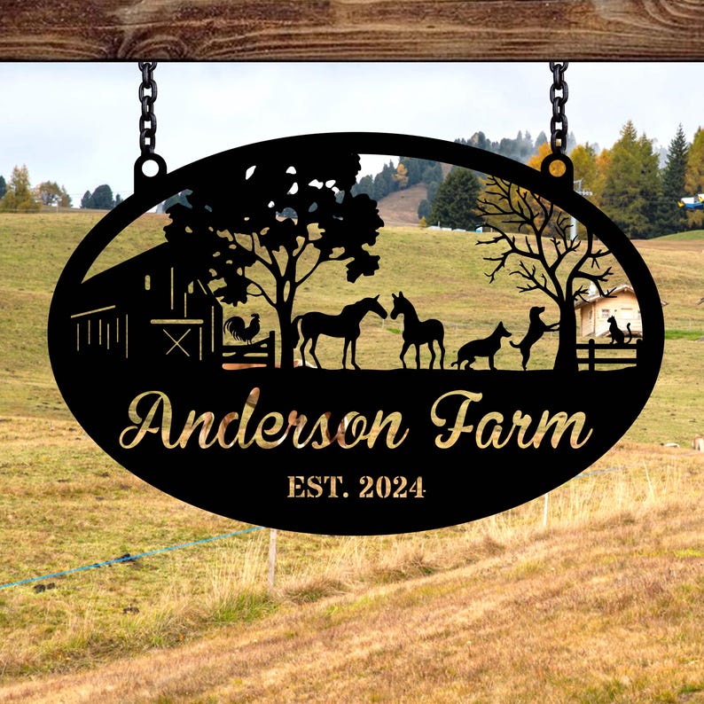 Custom Metal Barn Sign,metal Farm Sign Name Sign,large Metal Name Sign ...