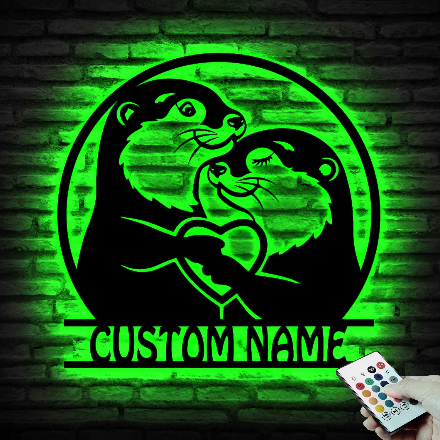 Personalized Led River Otter Metal Sign Art, Custom Otter Metal Sign ...
