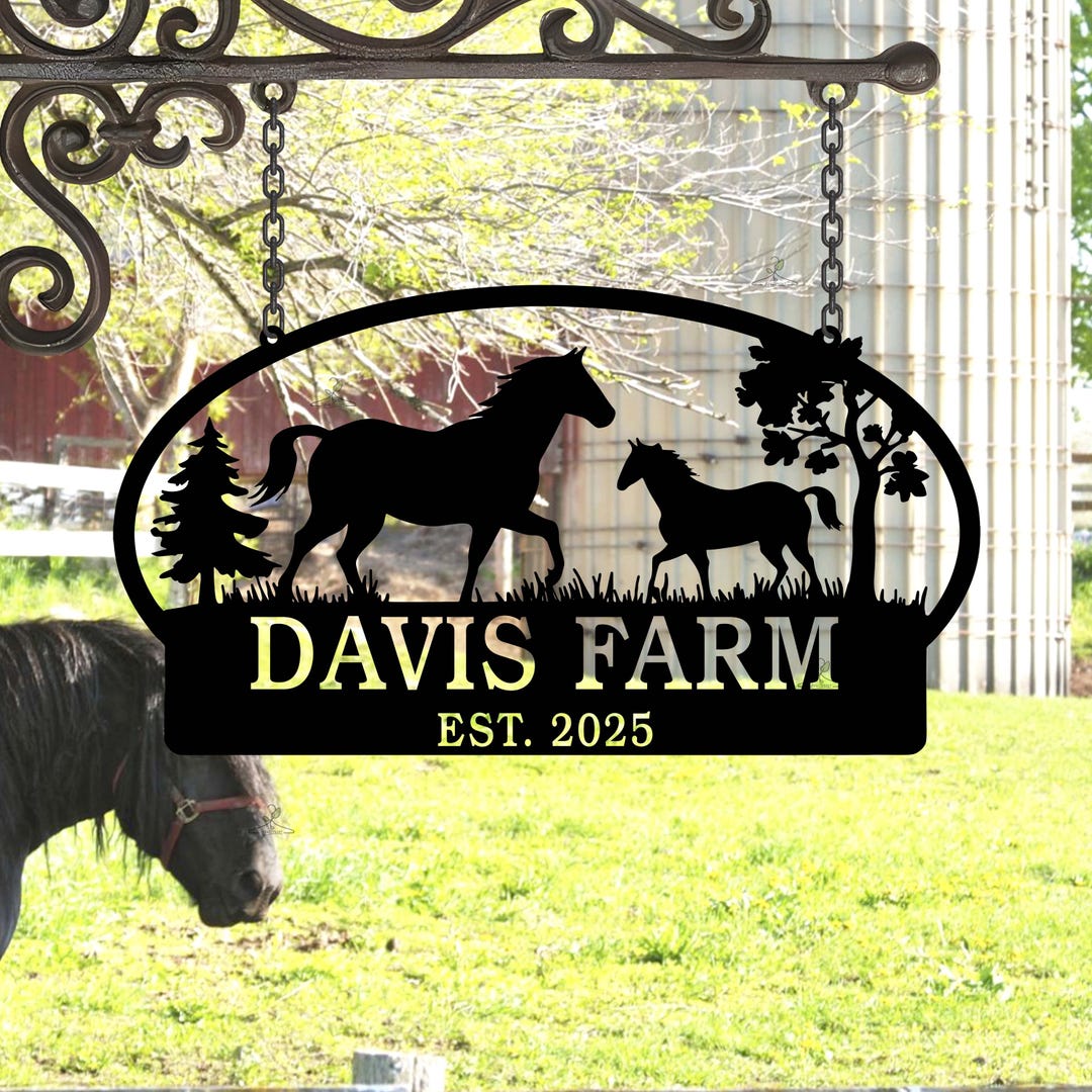 Personalized Metal Horse Farm Sign Wall, Horse Ranch Metal Sign, Custom ...