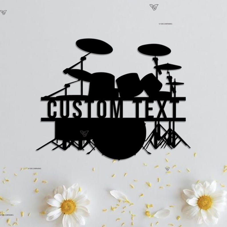 Drum Metal Sign Wall Art With LED Lights Custom, Personalized Drummer ...
