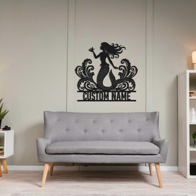 Custom Mermaid Metal Sign Led Lights, Personalized Mermaid Name Sign ...