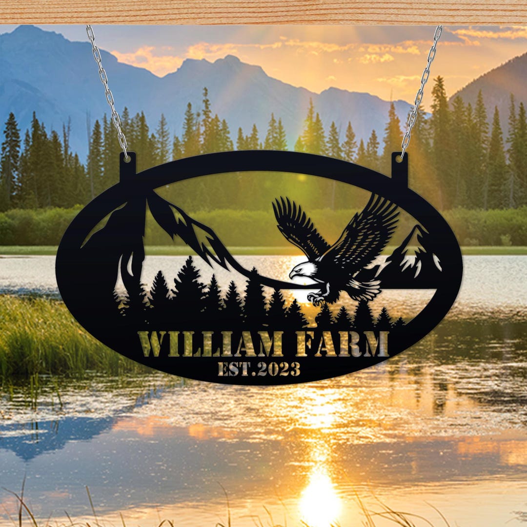 Custom Outdoor Mountain Eagle Metal Sign Wall Art, Metal Name Sign ...