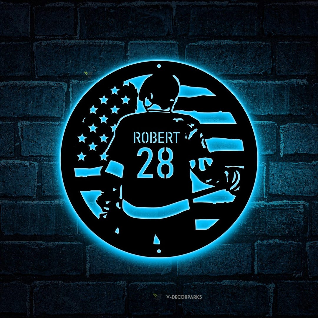 Custom Ice Hockey Neon Led Wood Wall Art, Custom Hockey Wall Art ...